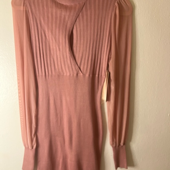 Almost Famous | Dresses | Almost Famous Cream Pink Ribbed Bodycon Dress ...